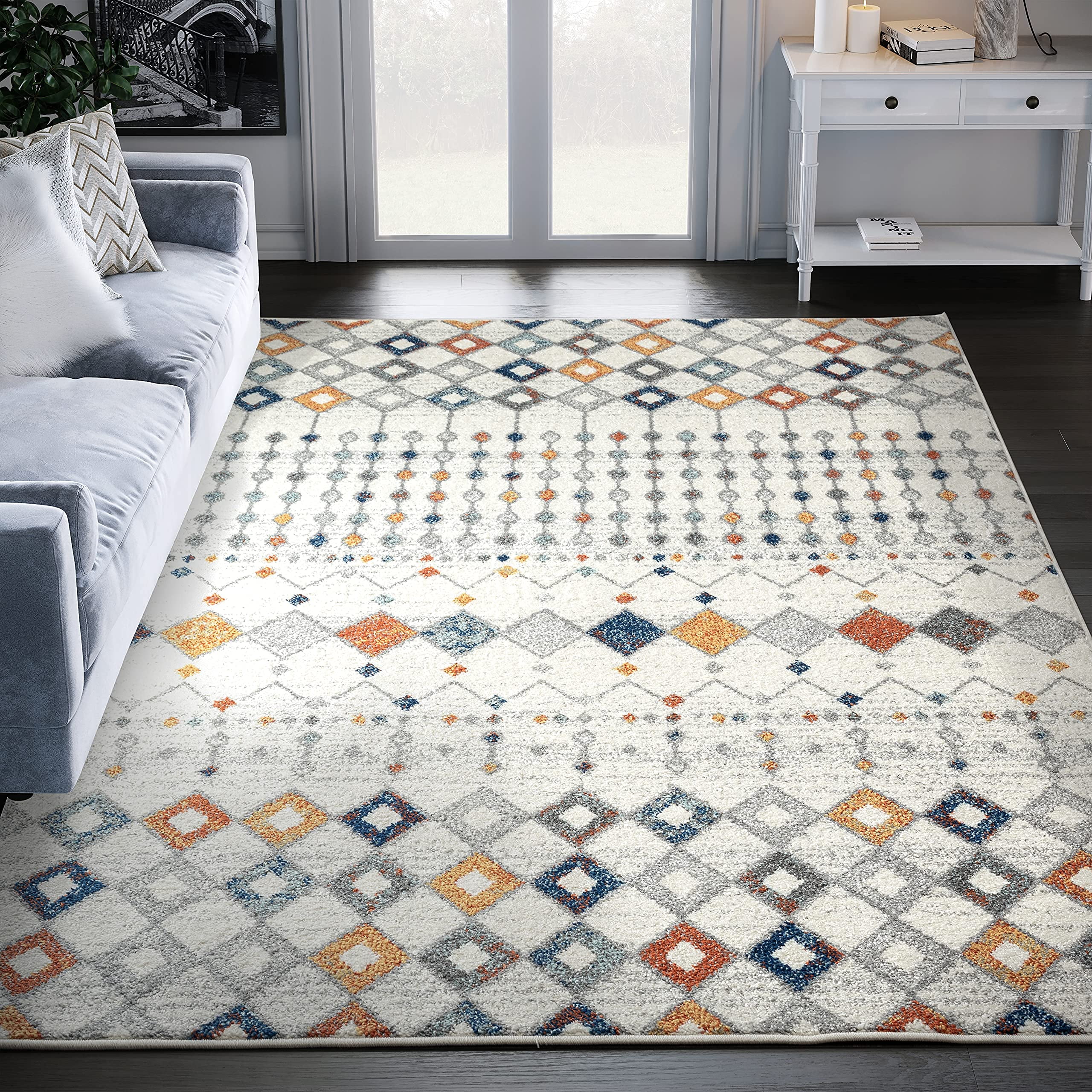 Abani Casa Collection 5' x 8' Multicolor Moroccan Linear Modern Area ...