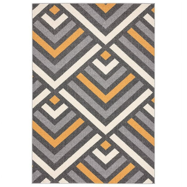 Abani Laguna 5'3"W x 7'6"D LAG130A Grey and Yellow Geometric Chevron ...