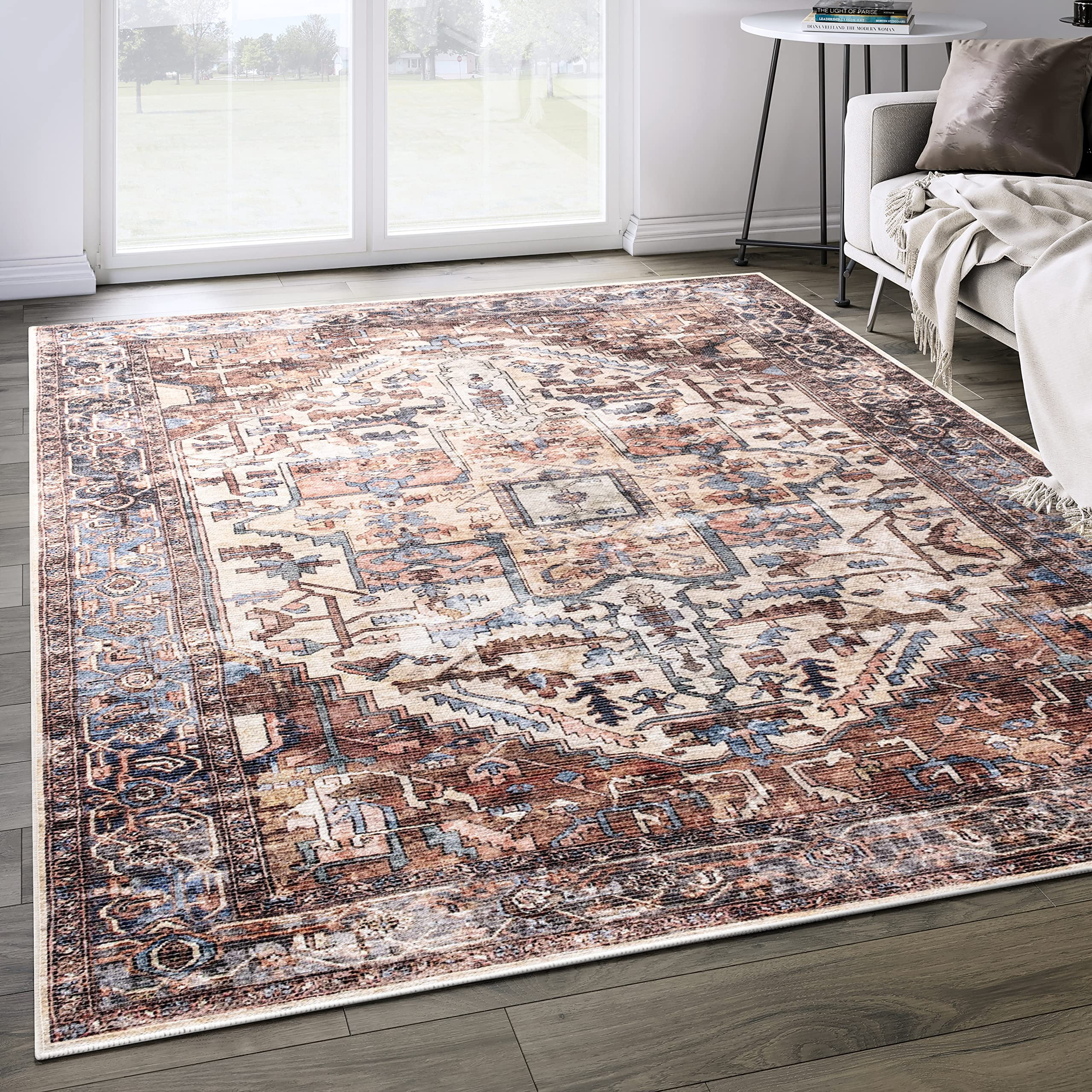 Abani Lola Machine Washable Collection Medallion Vintage 5' x 8' Terra ...