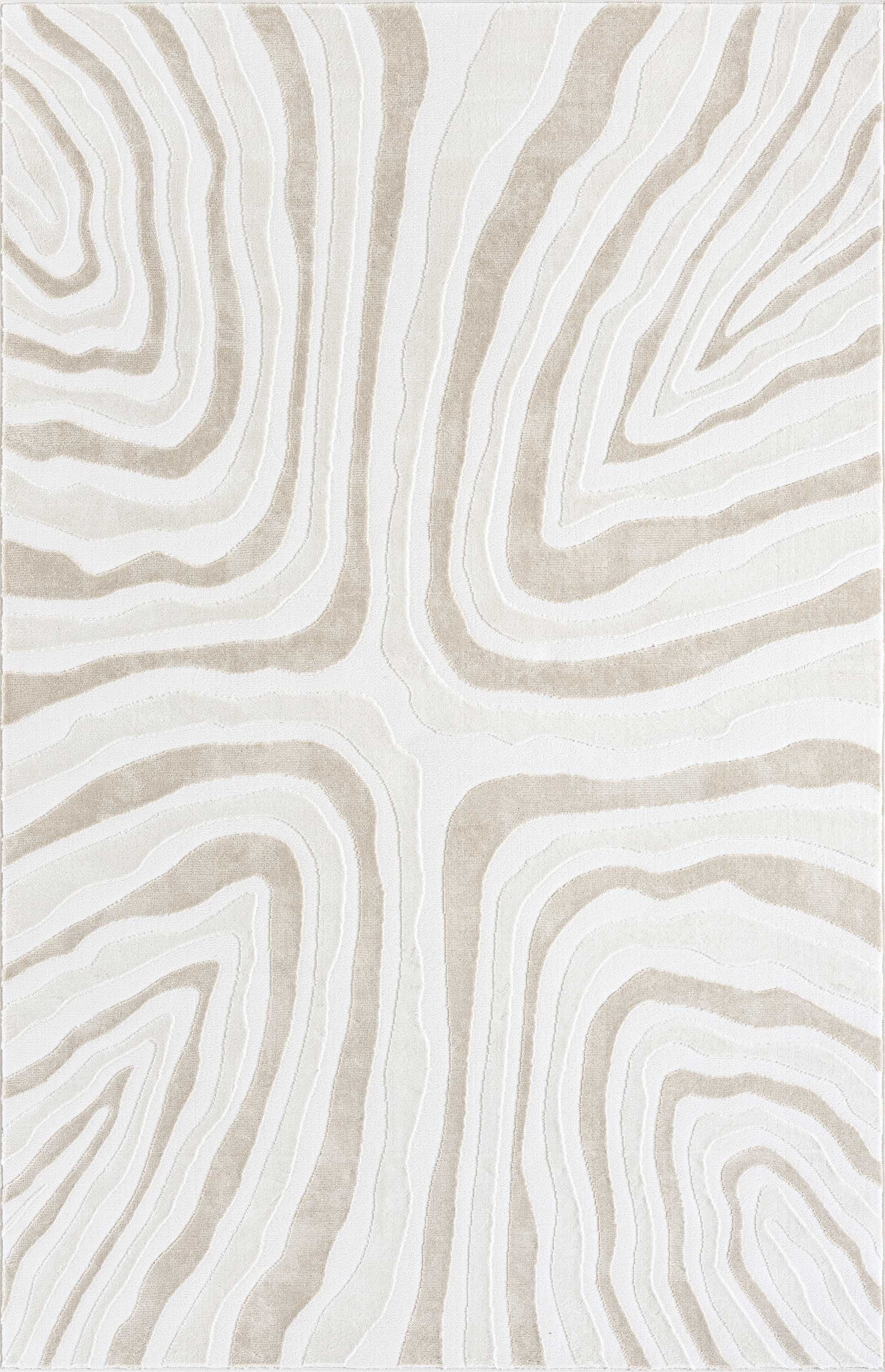 Abani Neutral Beige Contemporary Wave Pattern Area Rug 5x8 - Walmart.com