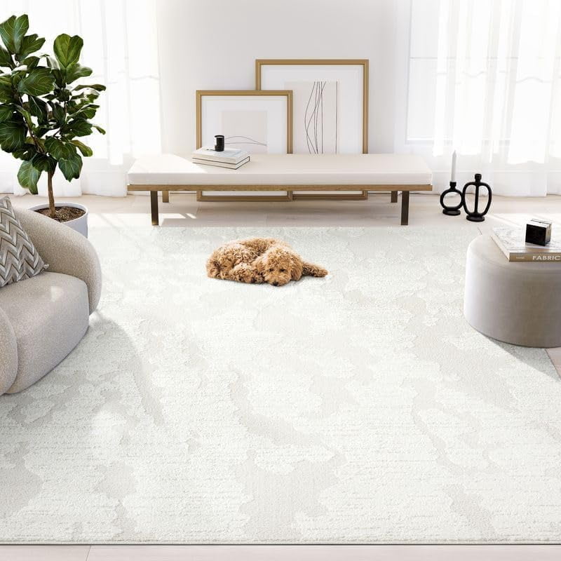 Abani Nomad Cream Area Rug 9' x 12' for Living Room, Bedroom - Abstract ...