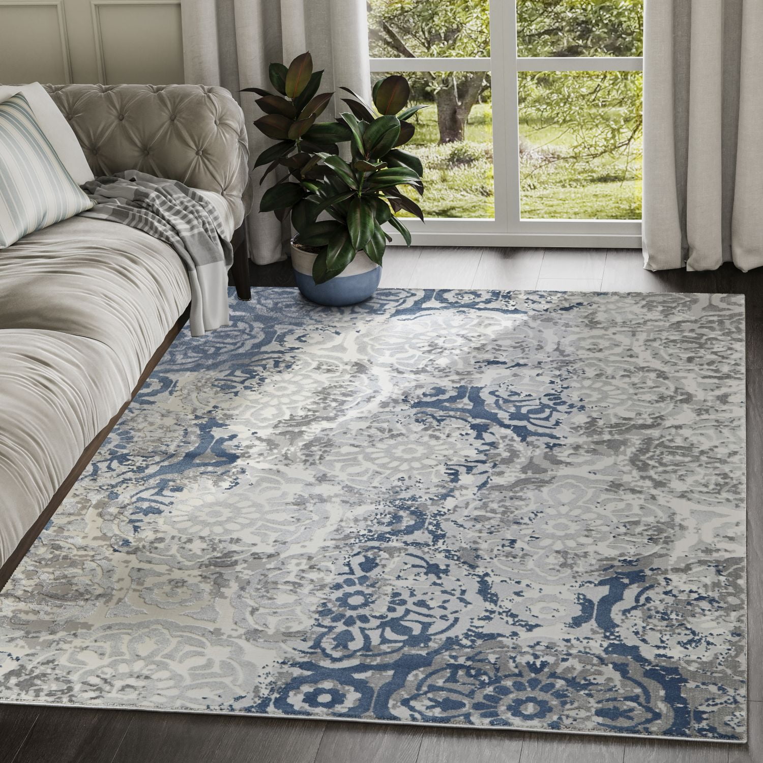 Abani Nova Collection Modern 5x8 Grey Blue Contemporary Area Rug ...