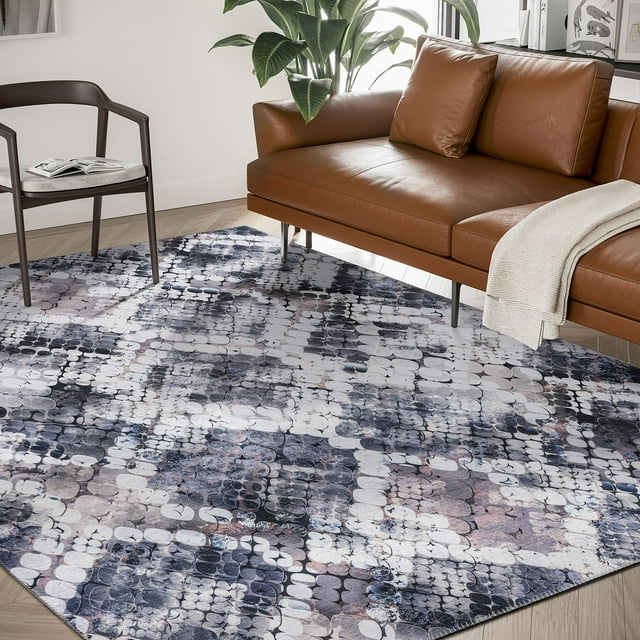 Abani Paloma Collection Machine Washable 5'3" x 7'6" Grey Beige Snake ...