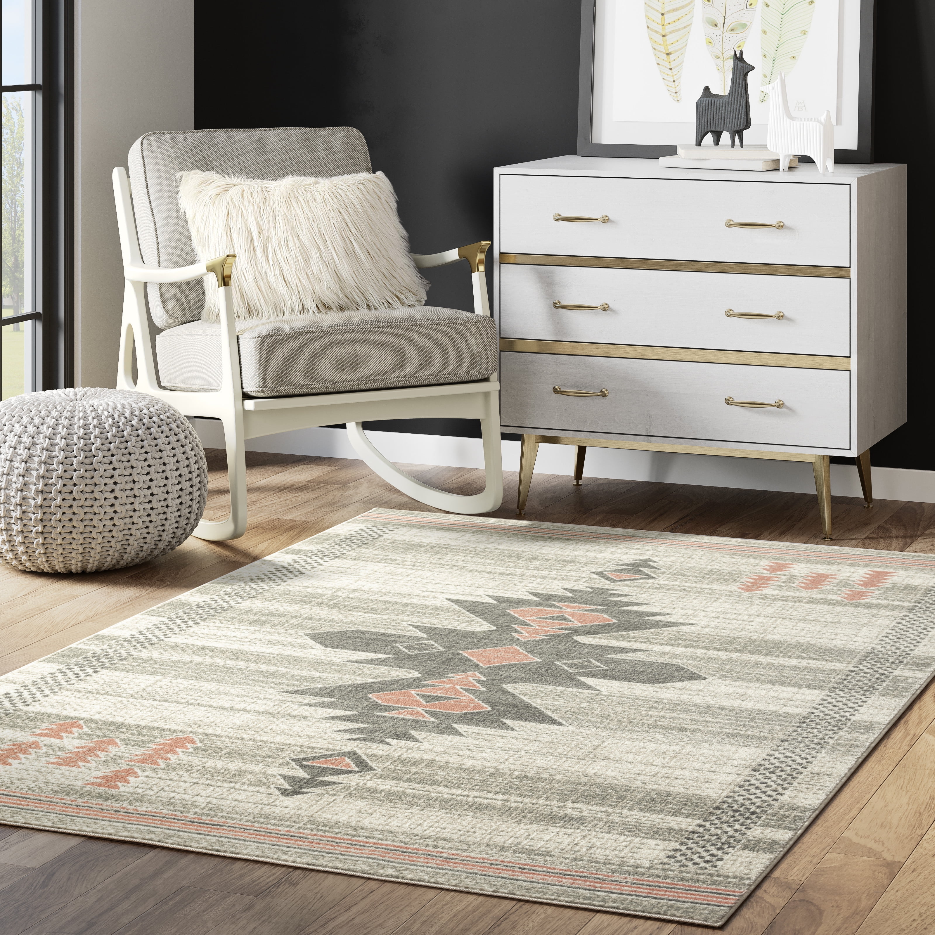 Abani Porto Collection Area Rug Mid Century Modern Bedroom Living Room ...