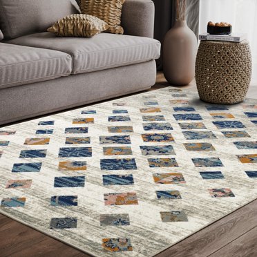 Abani Vista Collection Modern 6' x 9' Blue and White Modern Wave Area ...