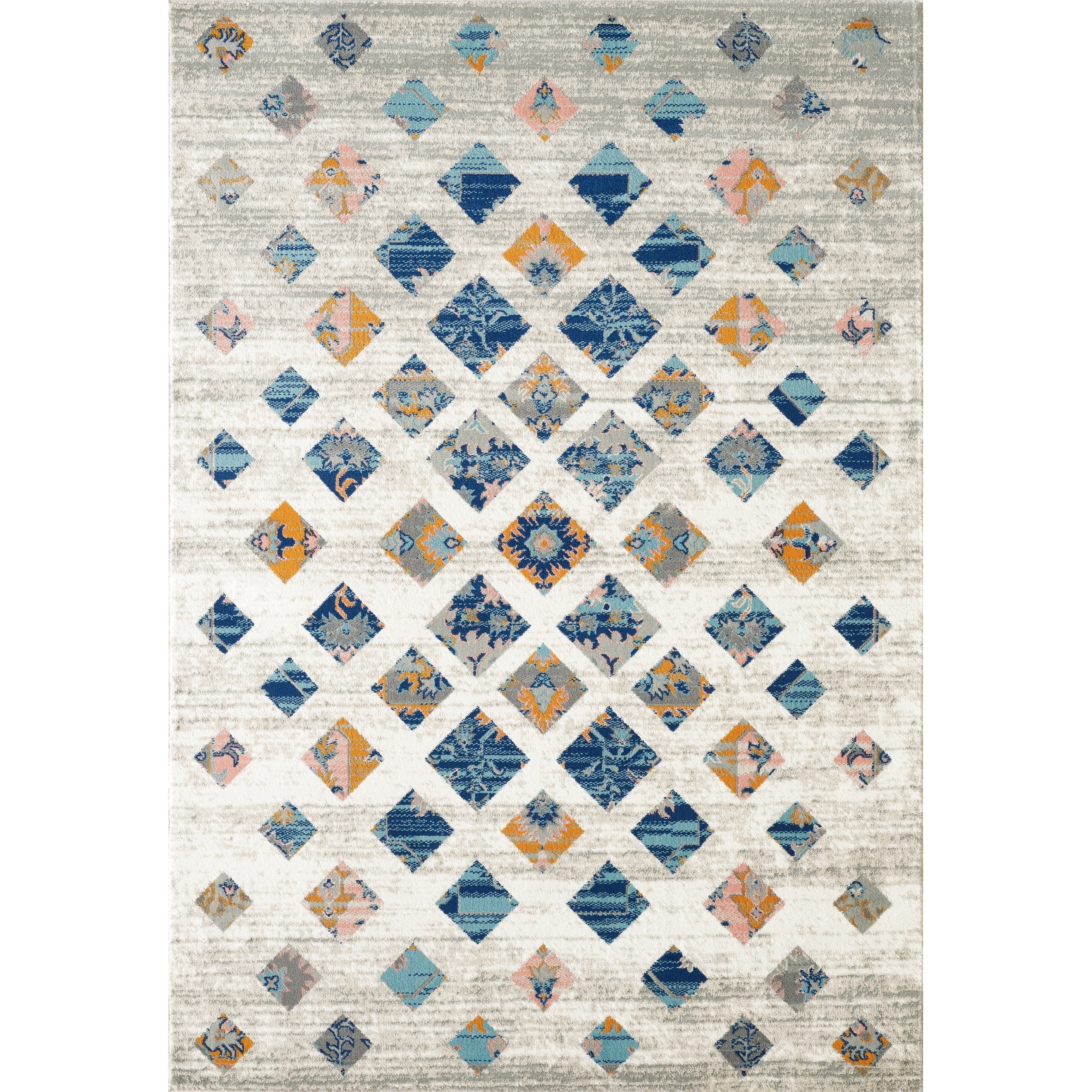 Abani Porto Tribal Rectangle Southwest Orange and Blue Block Area Rug 3 ...