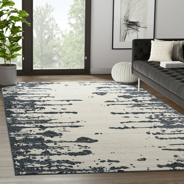 Abani Rugs Nuevo NUE130A Cream and Black Ink Splatter Area Rug 6' x 9 ...