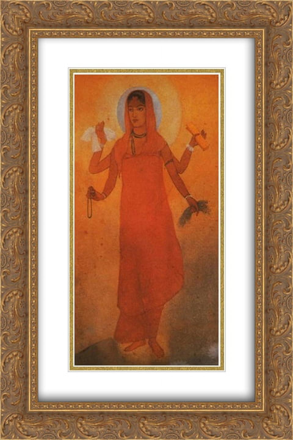 Abanindranath Tagore 2x Matted 18x24 Gold Ornate Framed Art Print 'Bharat Mata (Mother India ...