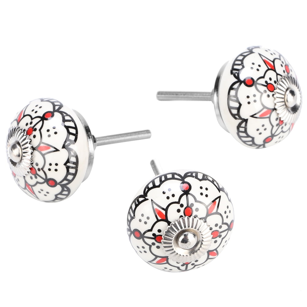 Abastado 3Pcs Ceramic Porcelain Door Knob Handle Drawer Cupboard ...