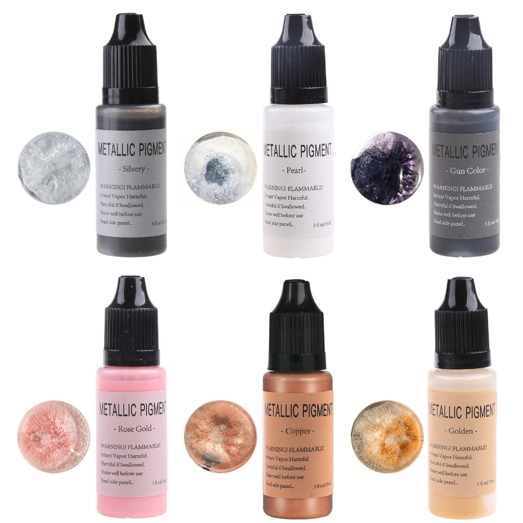 Abastado 6 Color/set Metallic Alcohol Pigment Resin Dye Vibrant Metal ...