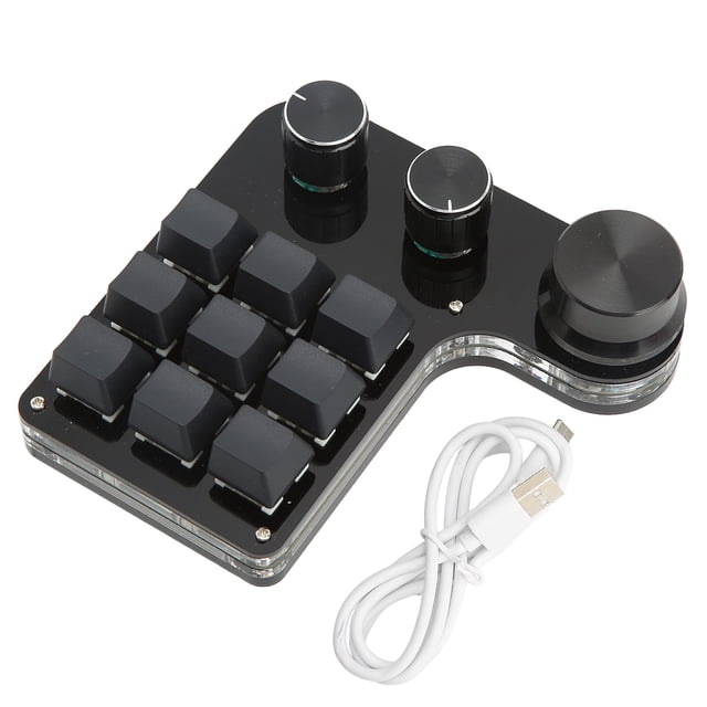 Abastado Mini Gaming Keypad 3 Knobs RGB Backlit Blue Switch ...