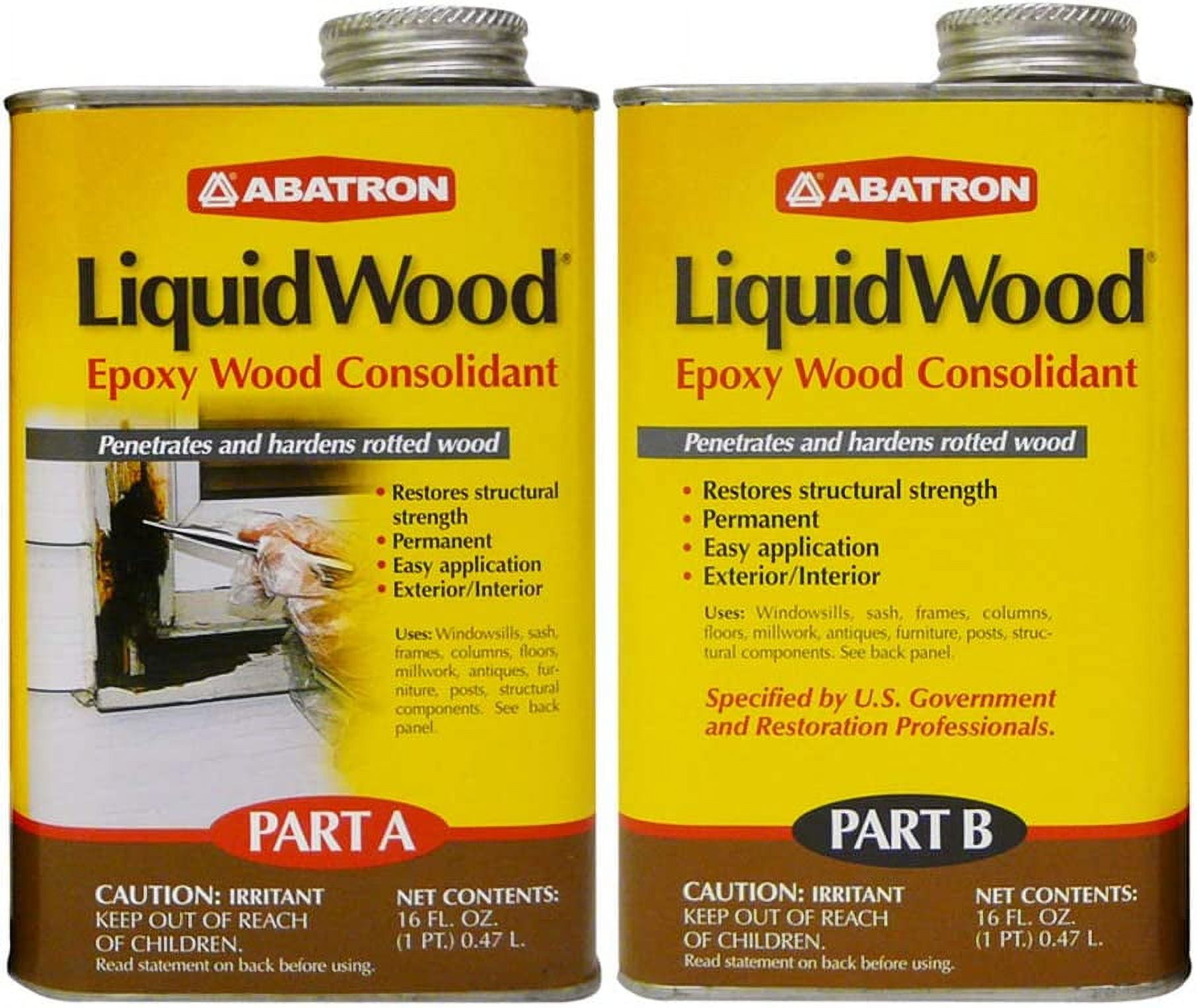 Abatron LiquidWood 2 Pint Kit – 2-Part Structural Epoxy Wood Hardener ...