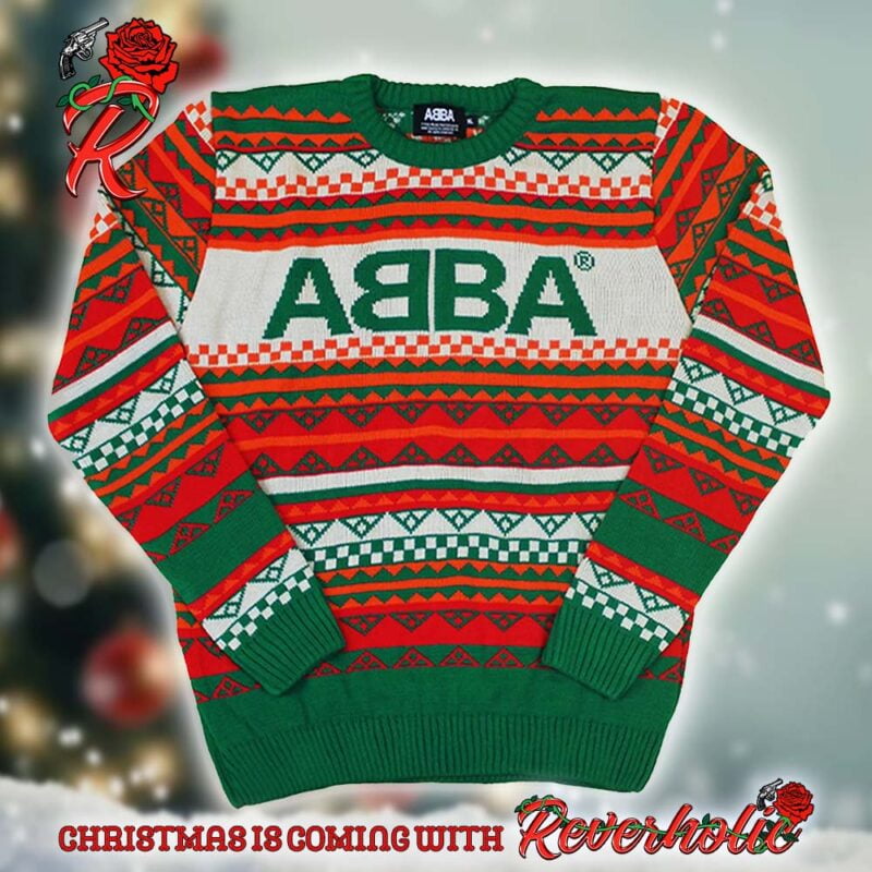 Abba Logo In Brocade Motifs Pattern Knitted Ugly Christmas Sweater ...