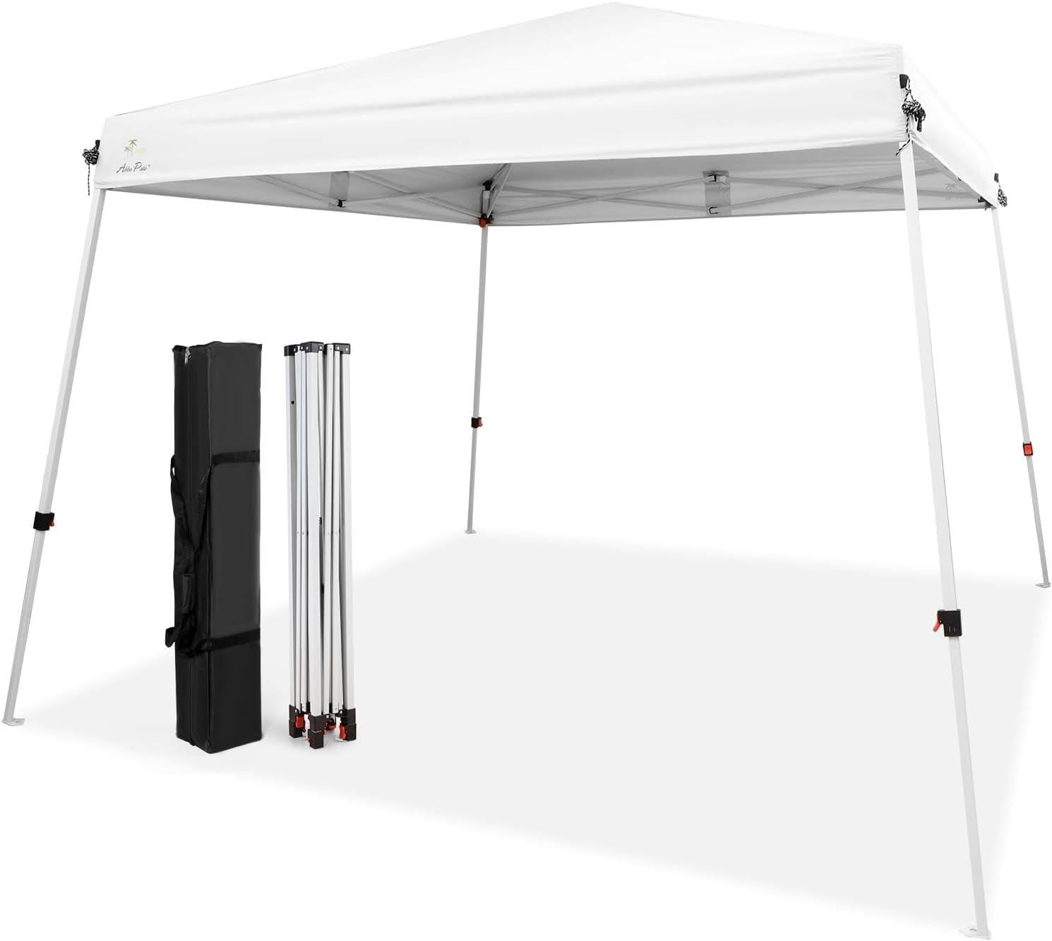 Abba Patio 10'x10' Slant Leg Outdoor Pop Up Canopy w/ Carry Bag, White ...