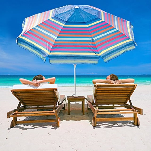 Abba Patio 7 Feet Beach Umbrella with Sand Anchor, Push Button Tilt and ...