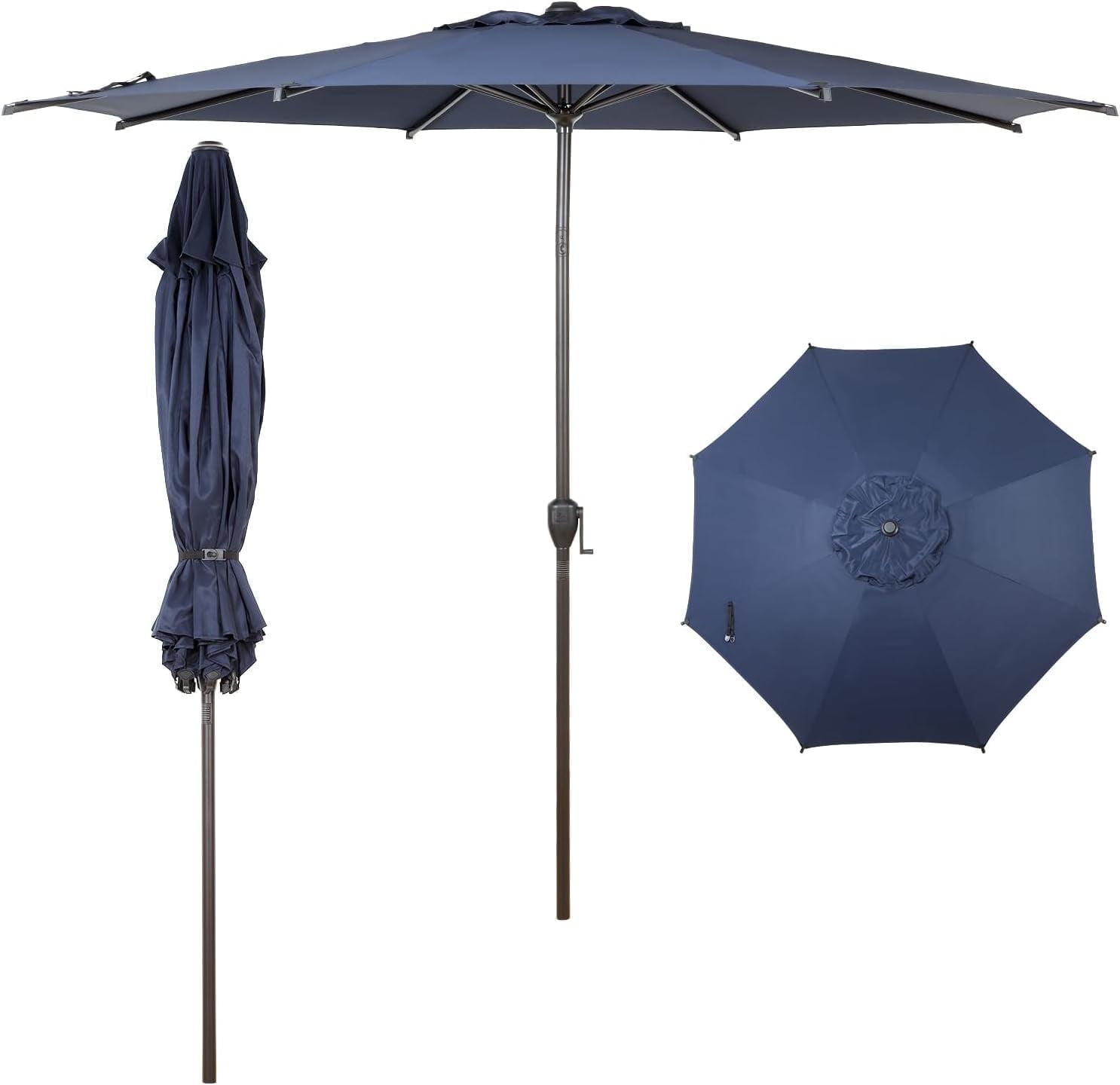 Abba Patio 9ft Outdoor Patio Umbrella, Push Button Tilt & Crank, 8 Ribs ...
