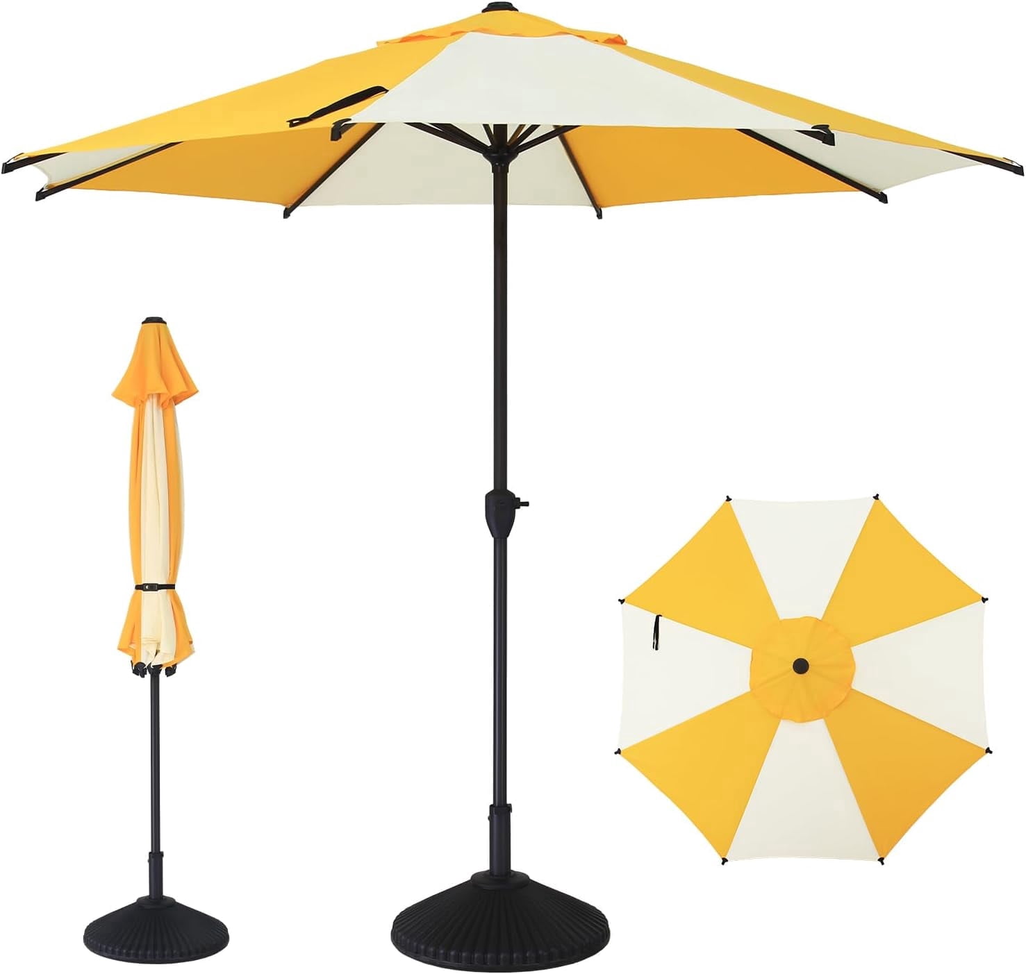 Abba Patio 9ft Outdoor Patio Umbrella w/ Push Button Tilt and Crank, 8 ...
