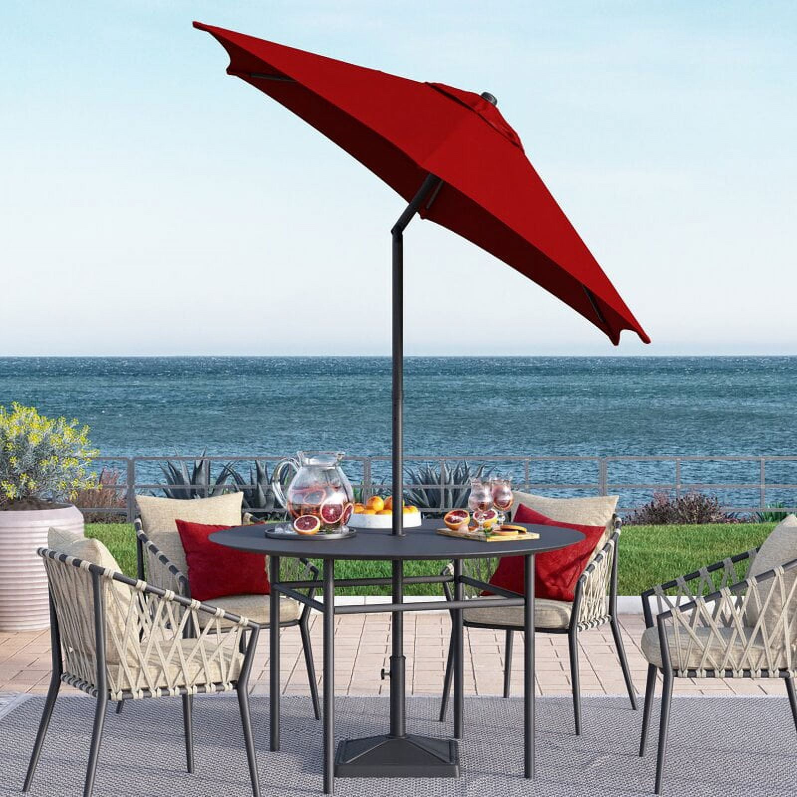 Abba Patio 9ft Round Lyon Outdoor Market Patio Umbrella,6 Ribs-Dark Red ...