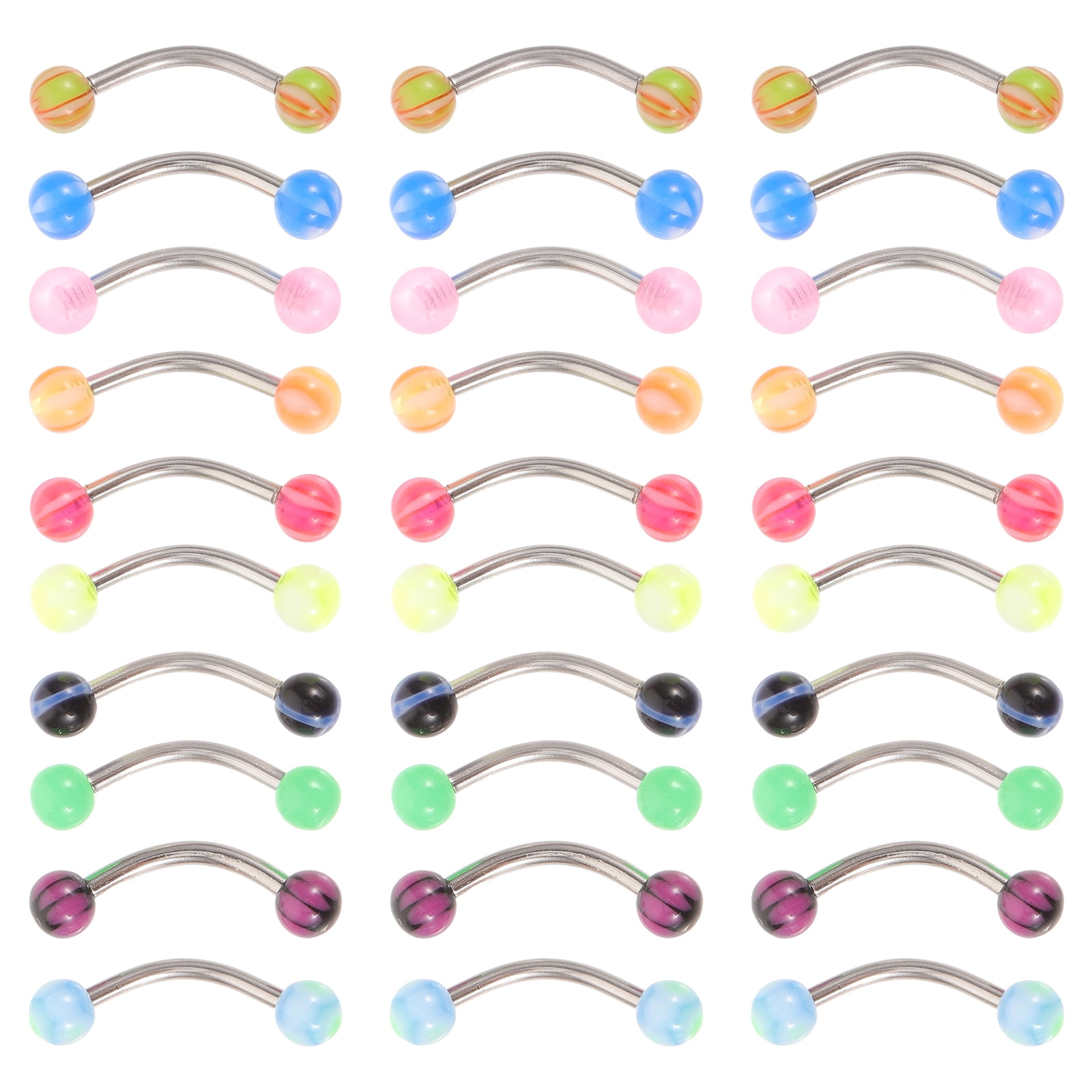 Abbageba 30 pcs Eyebrow Rings Body Piercing Jewelry Decorative Eyebrow ...