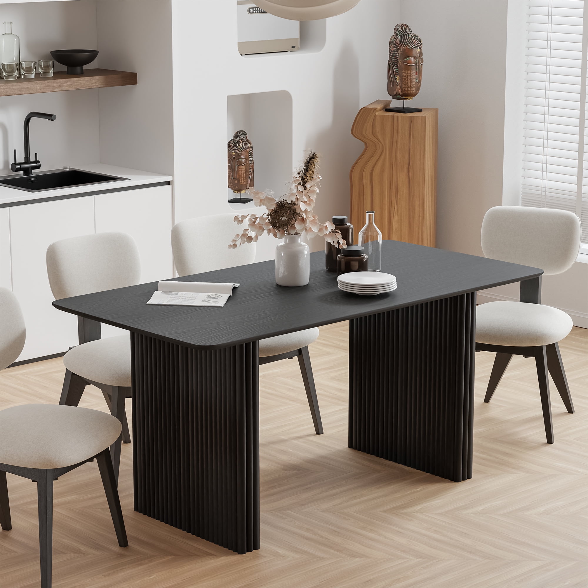 Abberton 79"x33.5"x30" Dining Table Rectangle Kitchen Table,Black ...