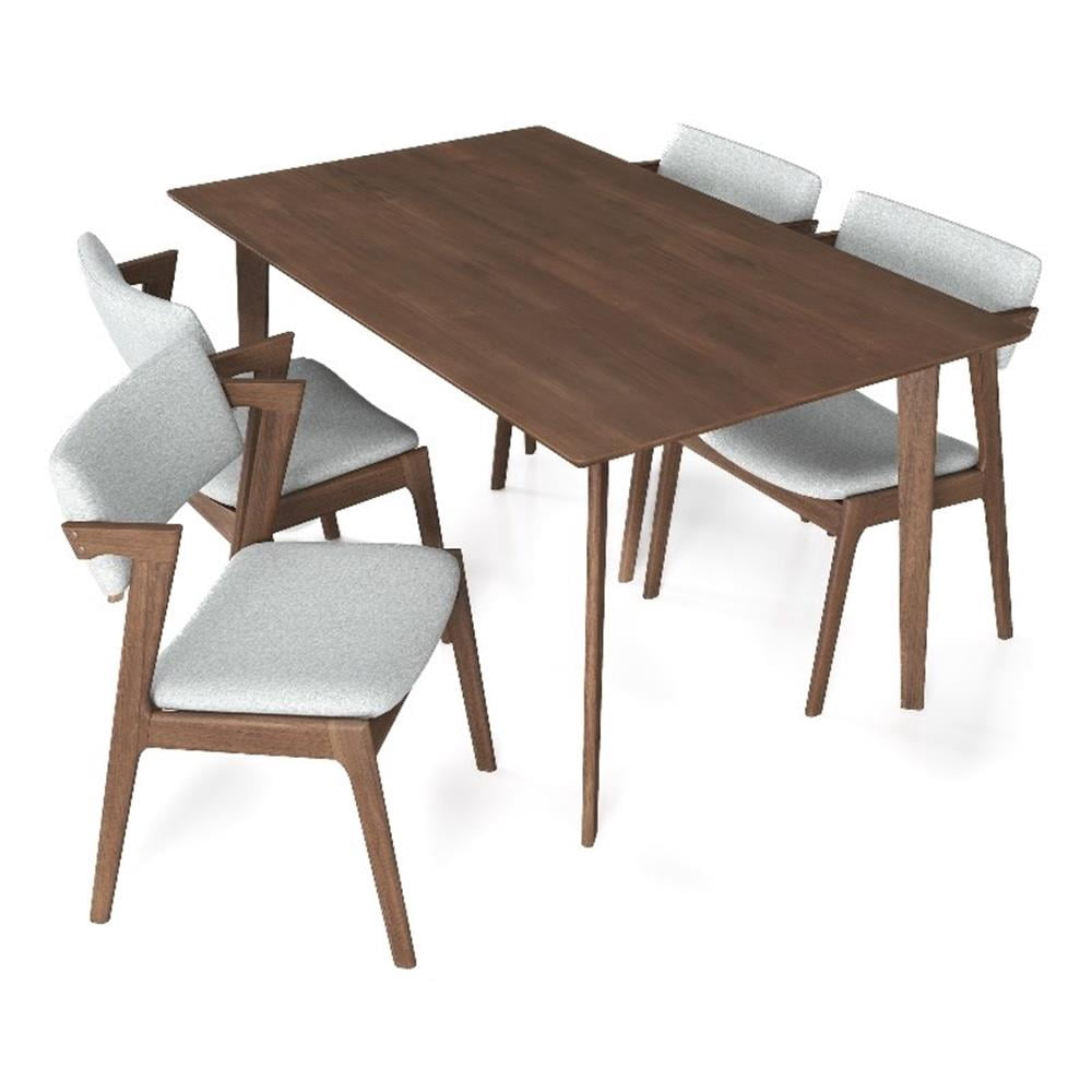 Abbet Mid-Century Modern Style 5 Piece Solid Wood Dining Room & Kitchen ...
