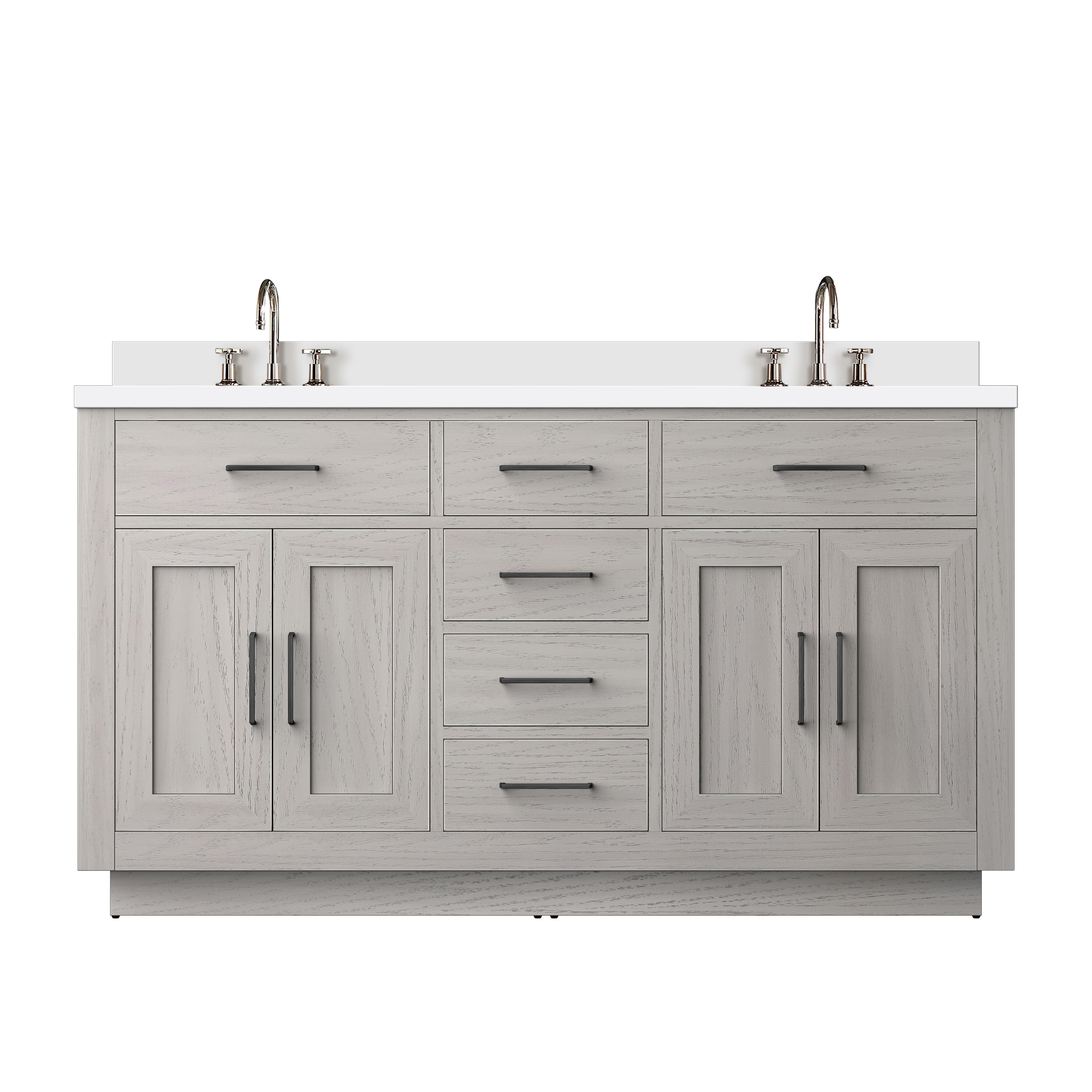 Abbey 60 in W White Oak Double Vanity, Cultured Marble Top and Faucet Set - Walmart.com