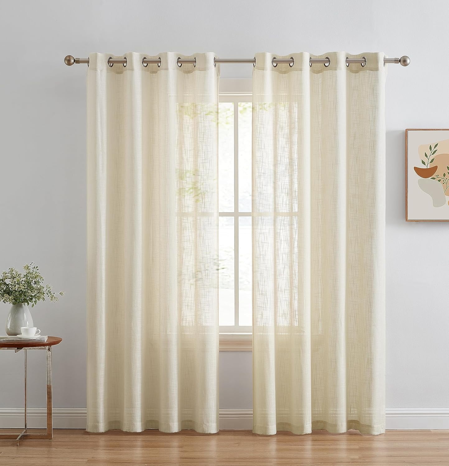 Abbey Faux Linen Textured Semi Sheer Privacy Sun Light Filtering ...