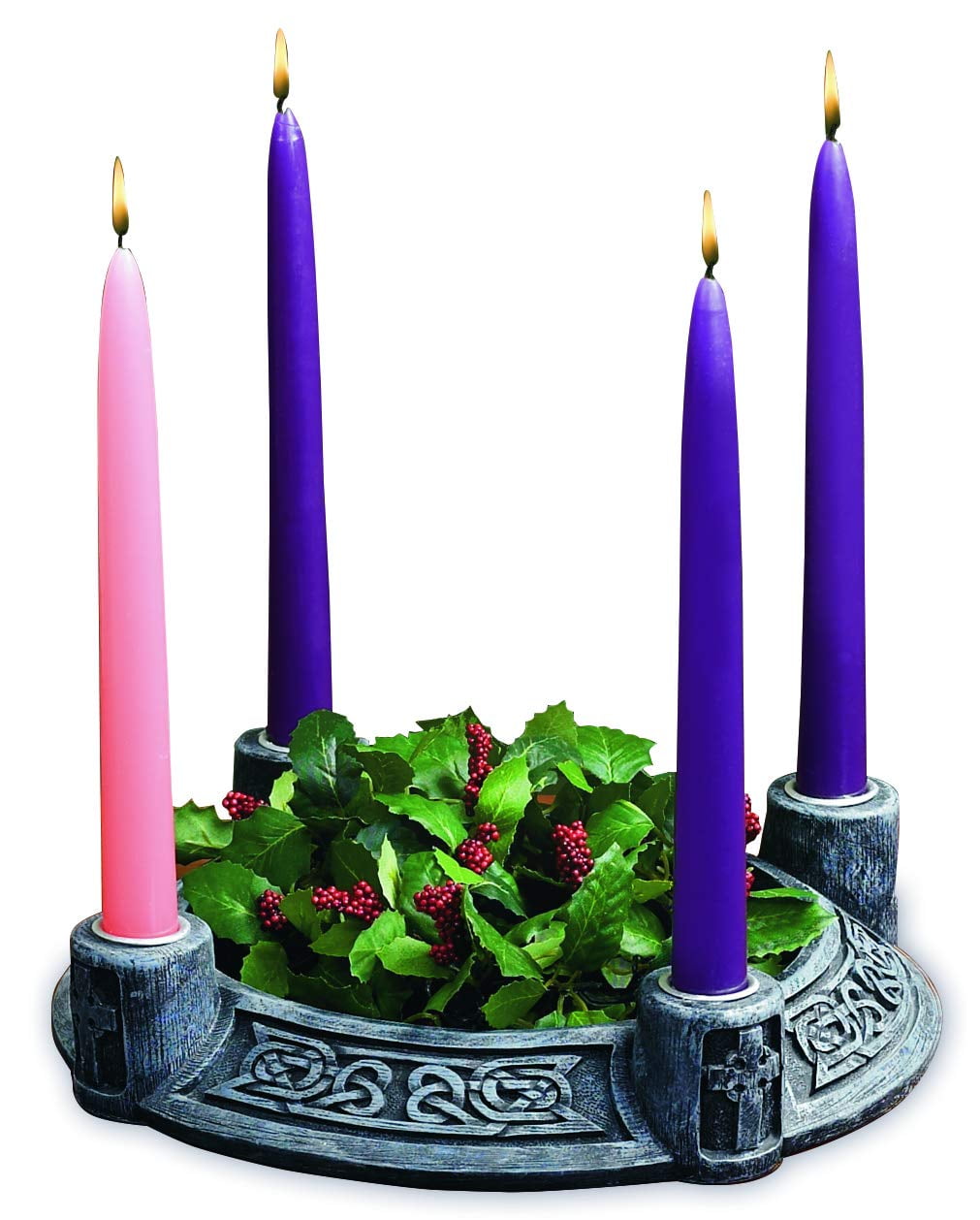 Abbey Gift Celtic Knot Resin Advent Wreath W/Boxed Candle Set, Multi ...