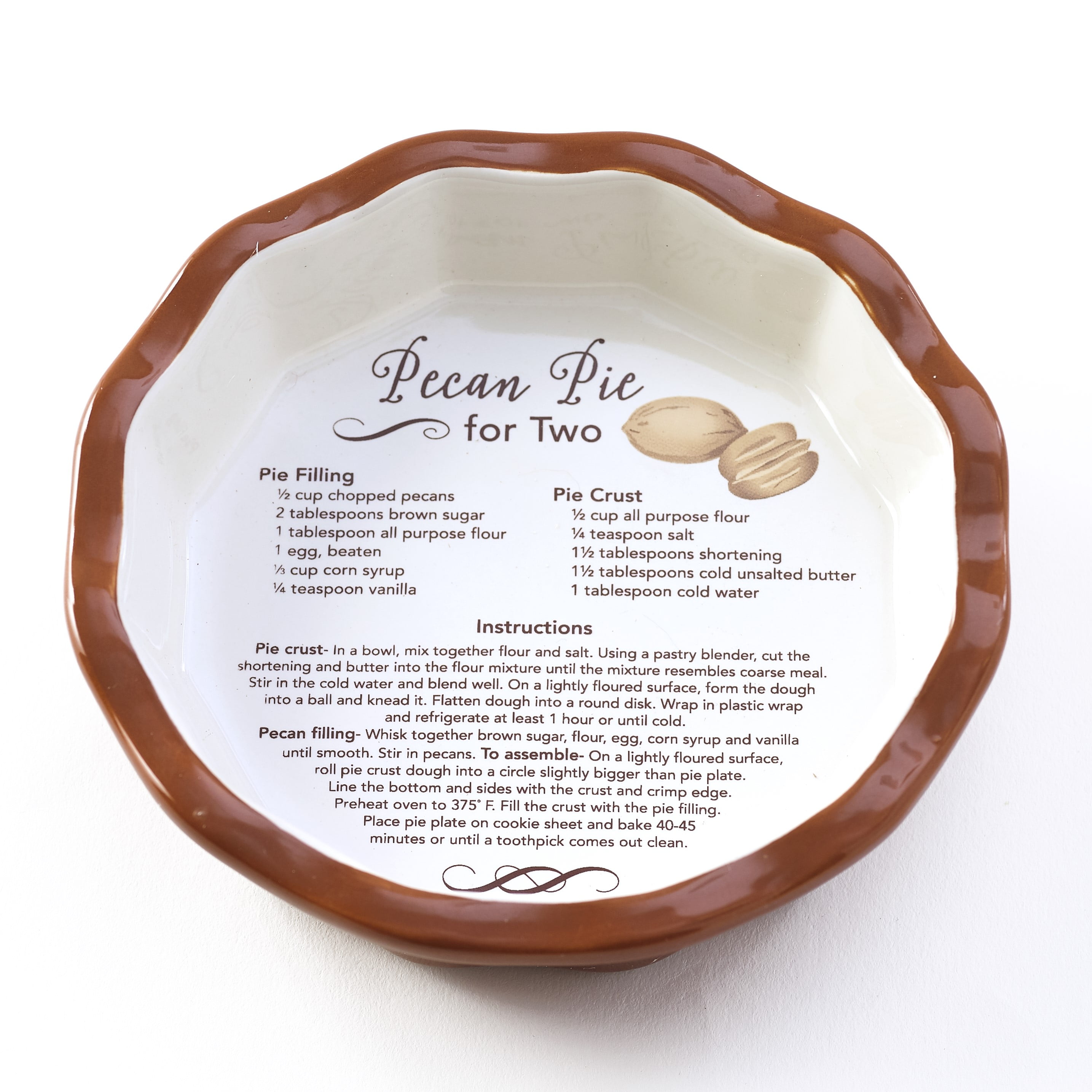 Abbey Gift Pecan Mini Pie Dish with Printed Recipe - Farmhouse Baking ...