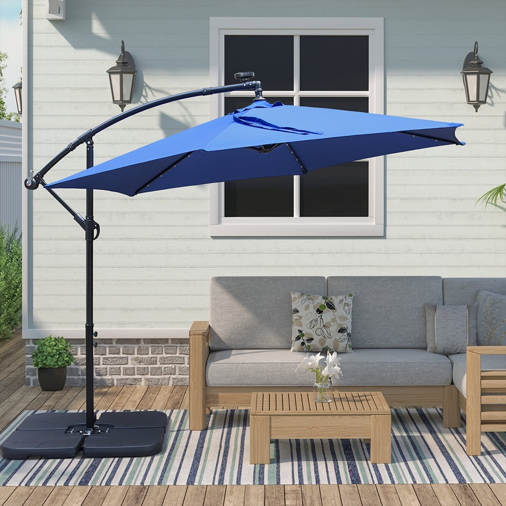 Abble 10ft Outdoor Hanging Offset Cantilever Solar LED Umbrella with ...