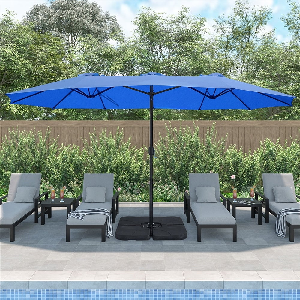 Abble 96.50 Inches Navy Rectangle polyester fabric Patio Umbrella ...