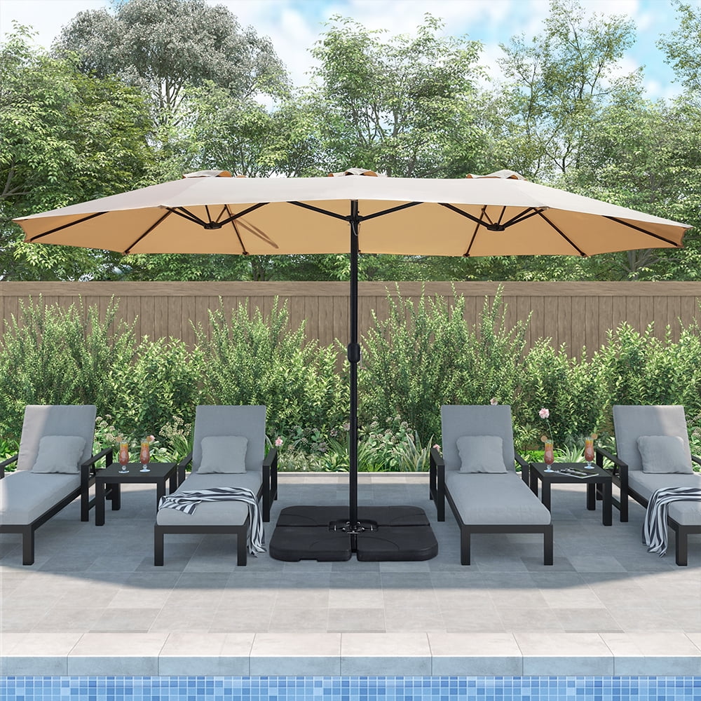 Abble 15x9 ft. Large Double Sided Rectangular Patio Market Umbrella ...