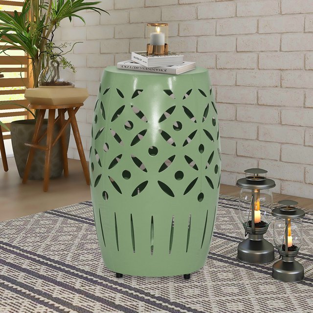 Abble 18’’Sage Geometric Cut Iron Side Table - Walmart.com