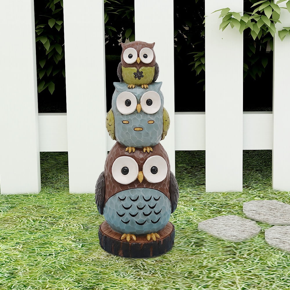 Abble 18" Stacking Owls Sculpture Garden Statue - Walmart.com
