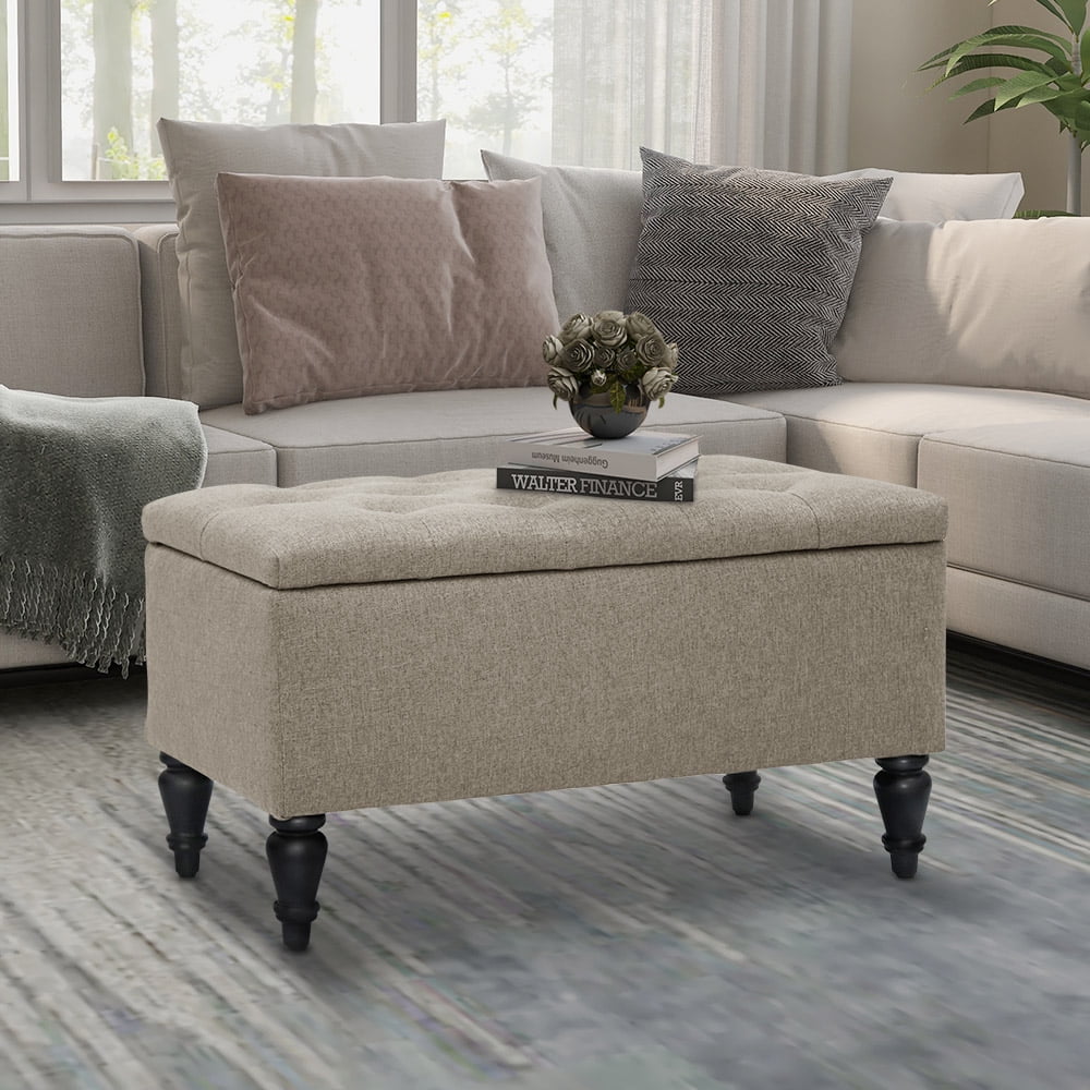 Abble 29" Storage Bench with Cushion Seating & Hidden Storage - Walmart.com