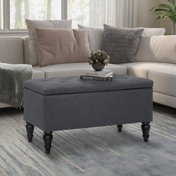 Free Shipping! Abble 29" Gray Upholstered Storage Bench with Tufted ...