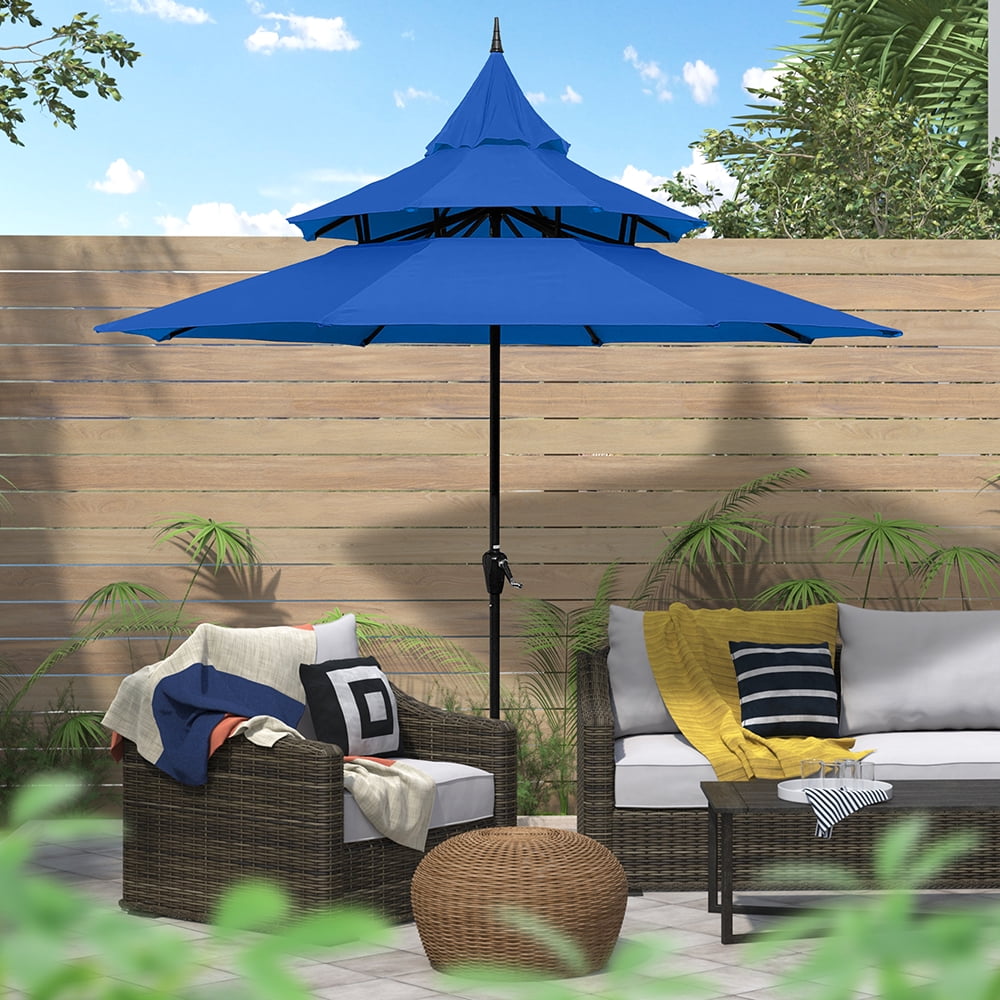 Ultrashades 9ft Patio Umbrella with Crank 3-Tier Pagoda Outdoor Market ...