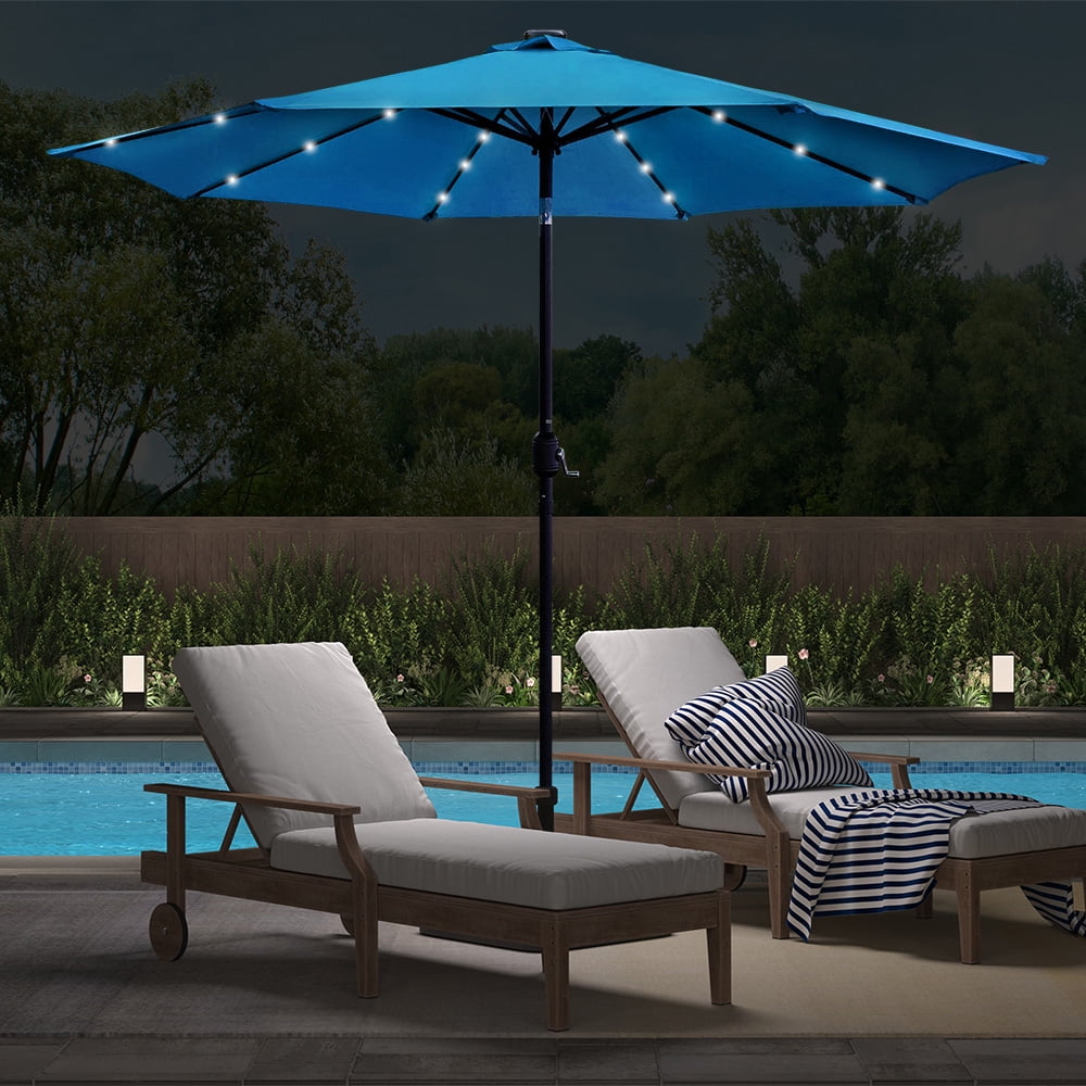 Abble 9ft Solar LED Lighted Patio Umbrella, Table Market Umbrella ...