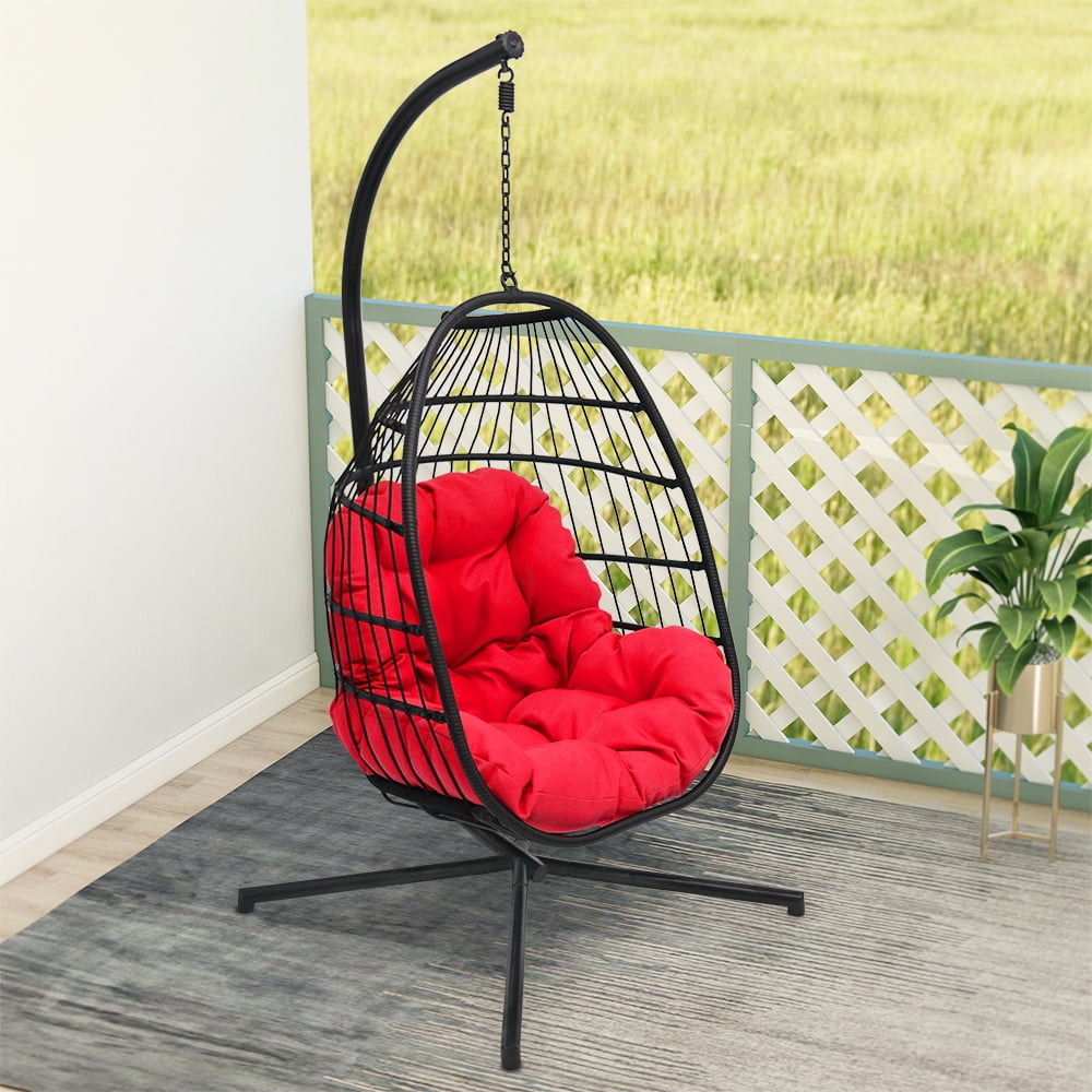 Abble Indoor Outdoor Wicker Hanging Egg Chair with Stand, Foldable ...
