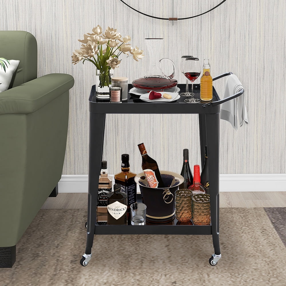 Abble Metal Frame Bar Cart, Powder Coated finish, Black - Walmart.com