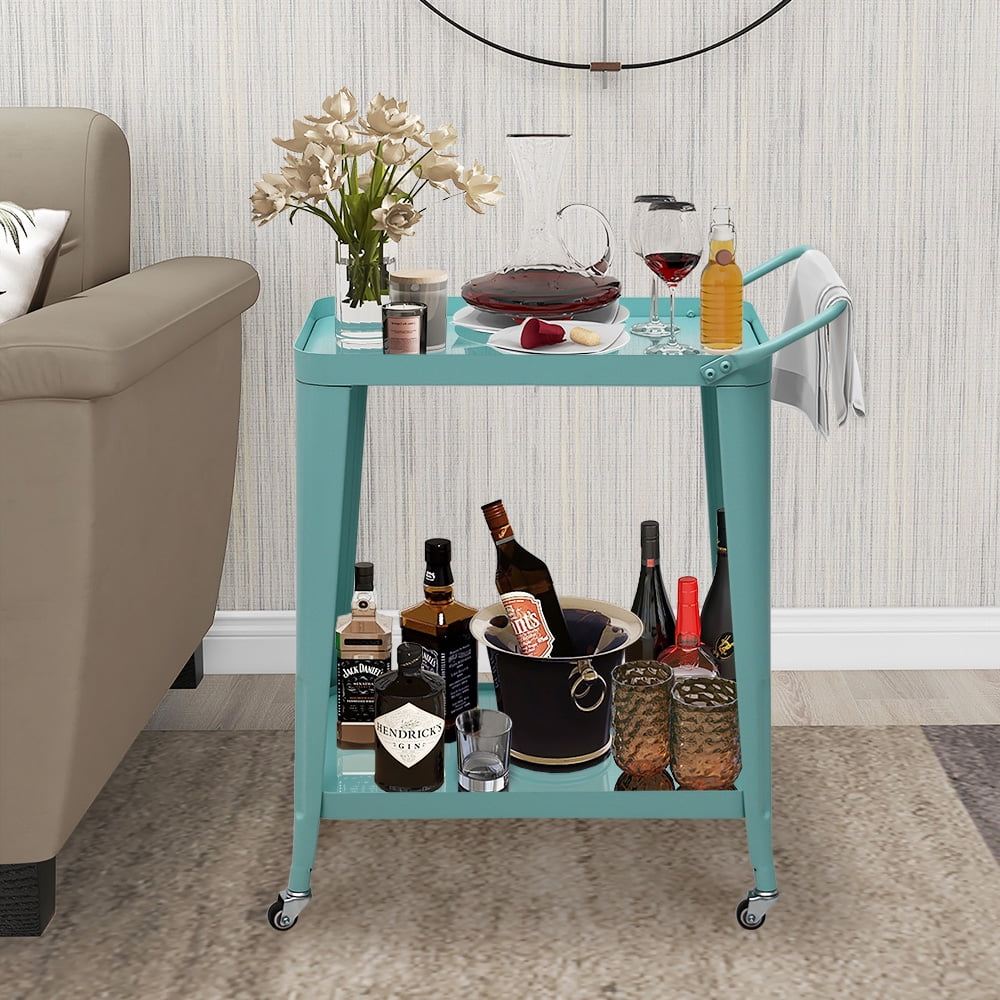 Abble Metal Frame Bar Cart, Powder Coated finish, Blue - Walmart.com