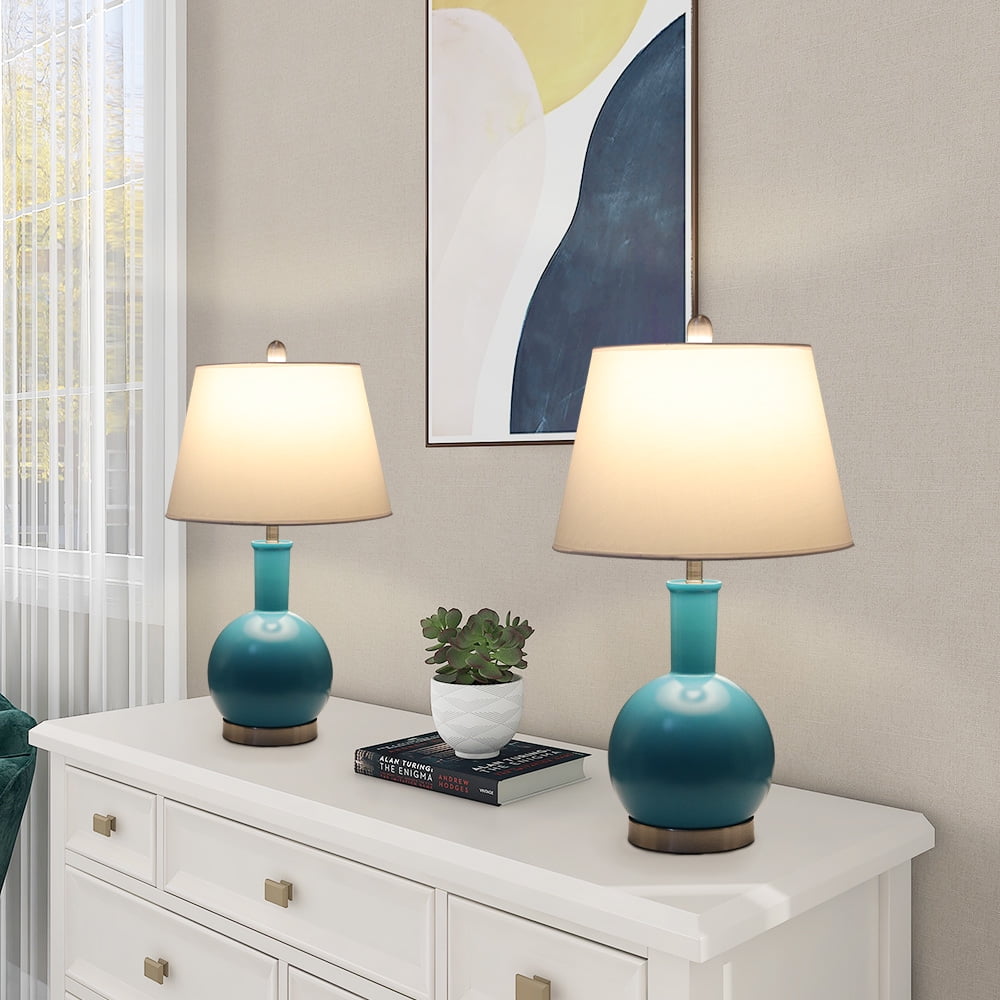 Abble Modern Table Lamps Set with Beige Shade for Living Room and ...