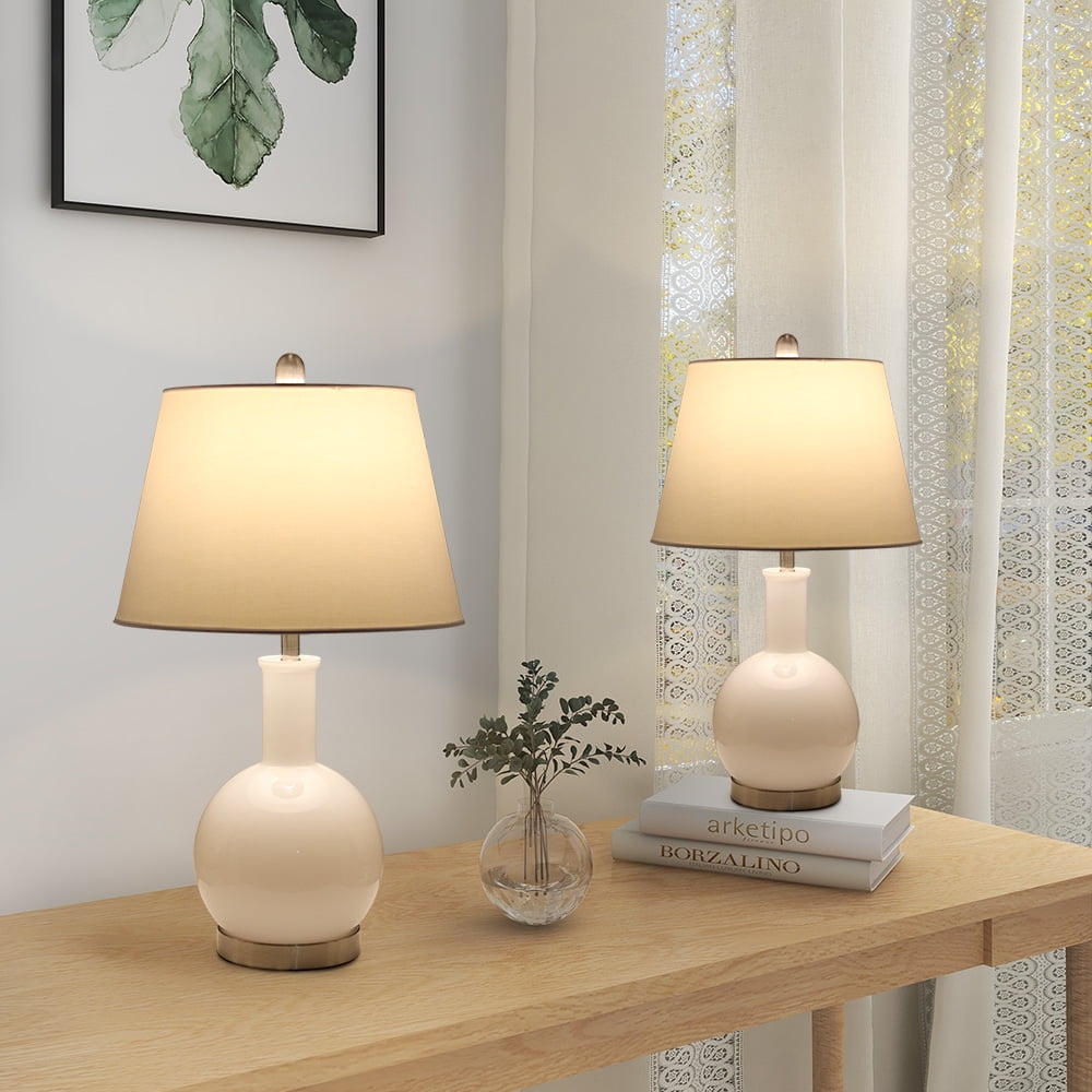 Abble Modern 2pcs Table Lamps Set with Beige Lamp Shade for Living Room ...
