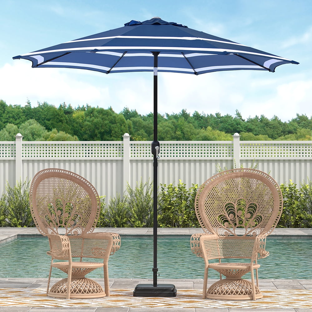 Abble 9ft Royal Blue and White Striped Octagon Market Patio Umbrella ...