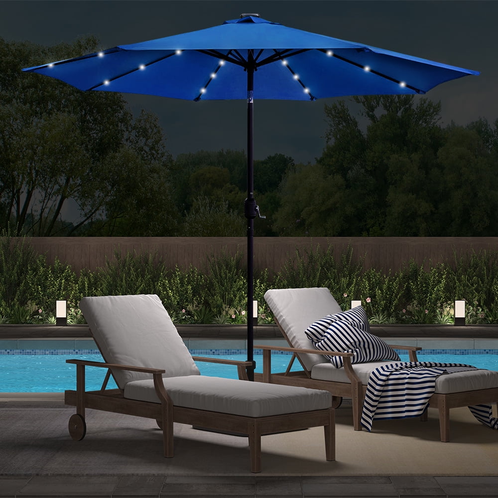 Abble Outdoor 9ft Solar LED Lighted Patio Umbrella with Crank and Tilt ...