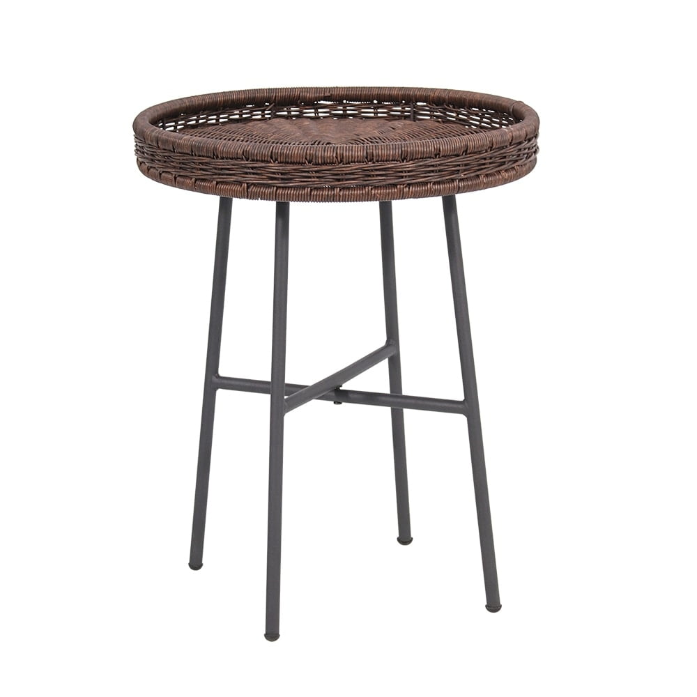 Abble Indoor Outdoor Side Tables, Wicker Small Round Metal End Table ...