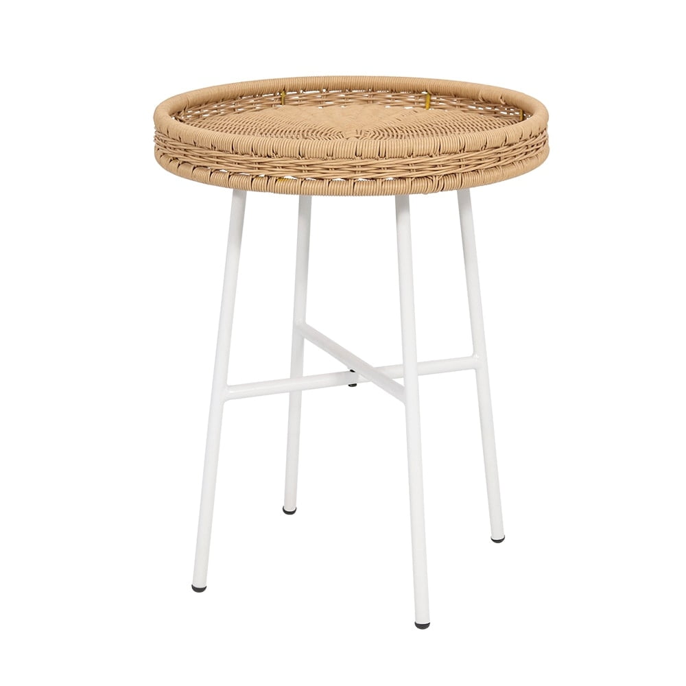 Abble Indoor Outdoor Side Tables, Wicker Small Round Metal End Table ...