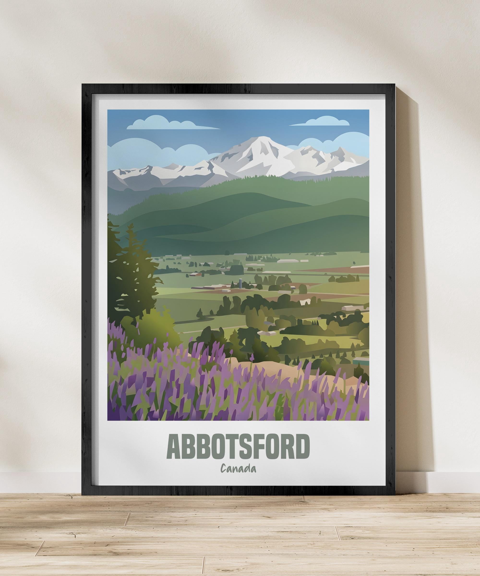 Abbotsford Canada Travel Poster, Mountain Landscape Print, Pacific ...