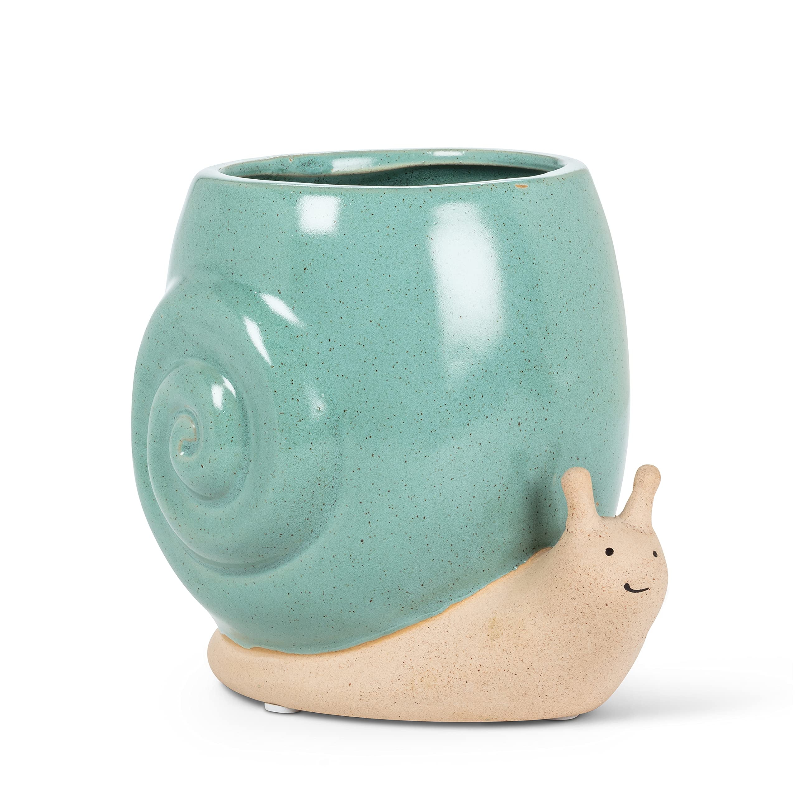 Abbott Collection 27-CRITTER-186 Tall Snail Planter, Turquoise ...