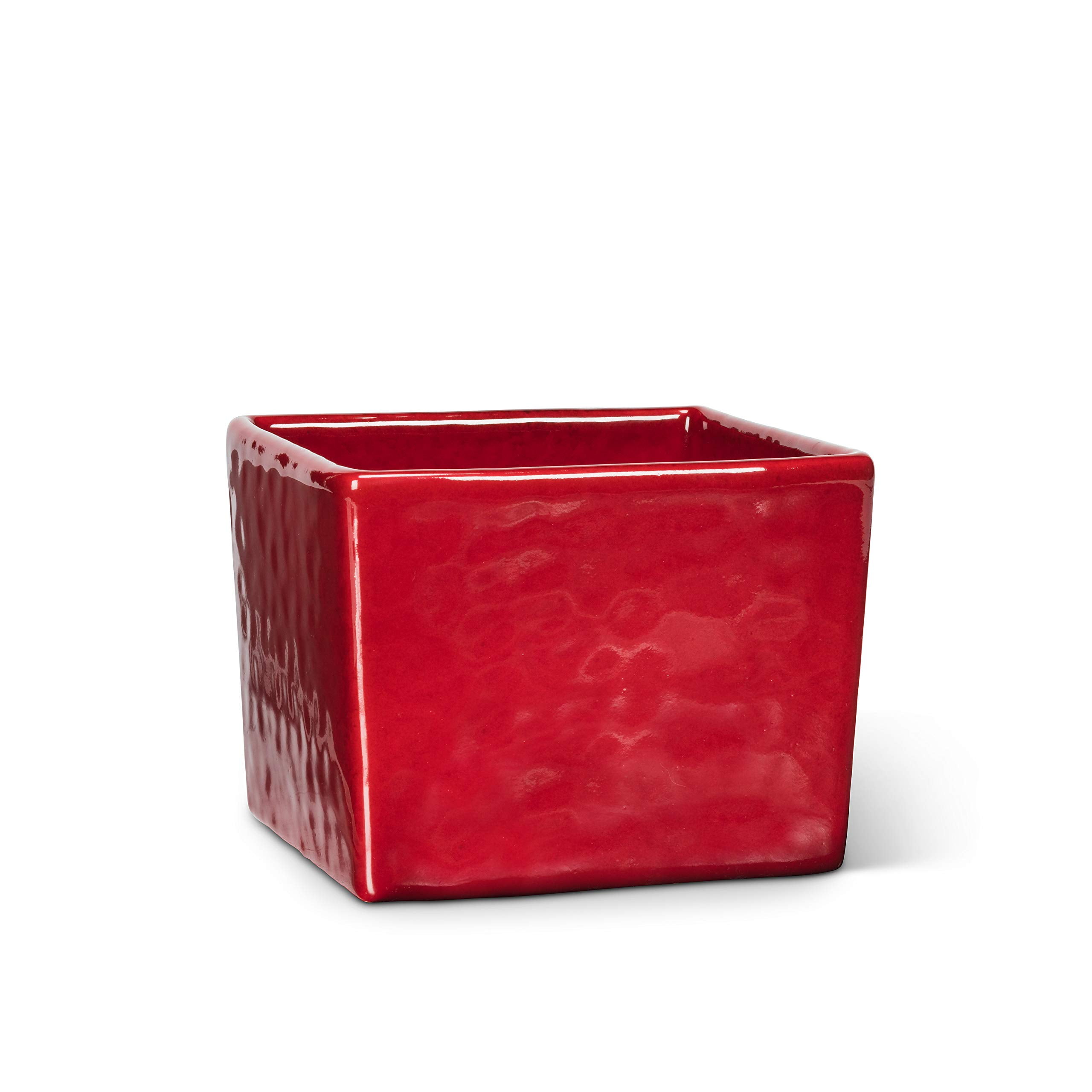 Abbott Collection 27-INFERNO-9479 Sm Square Planter-Red-5" Sq, 5 inches ...